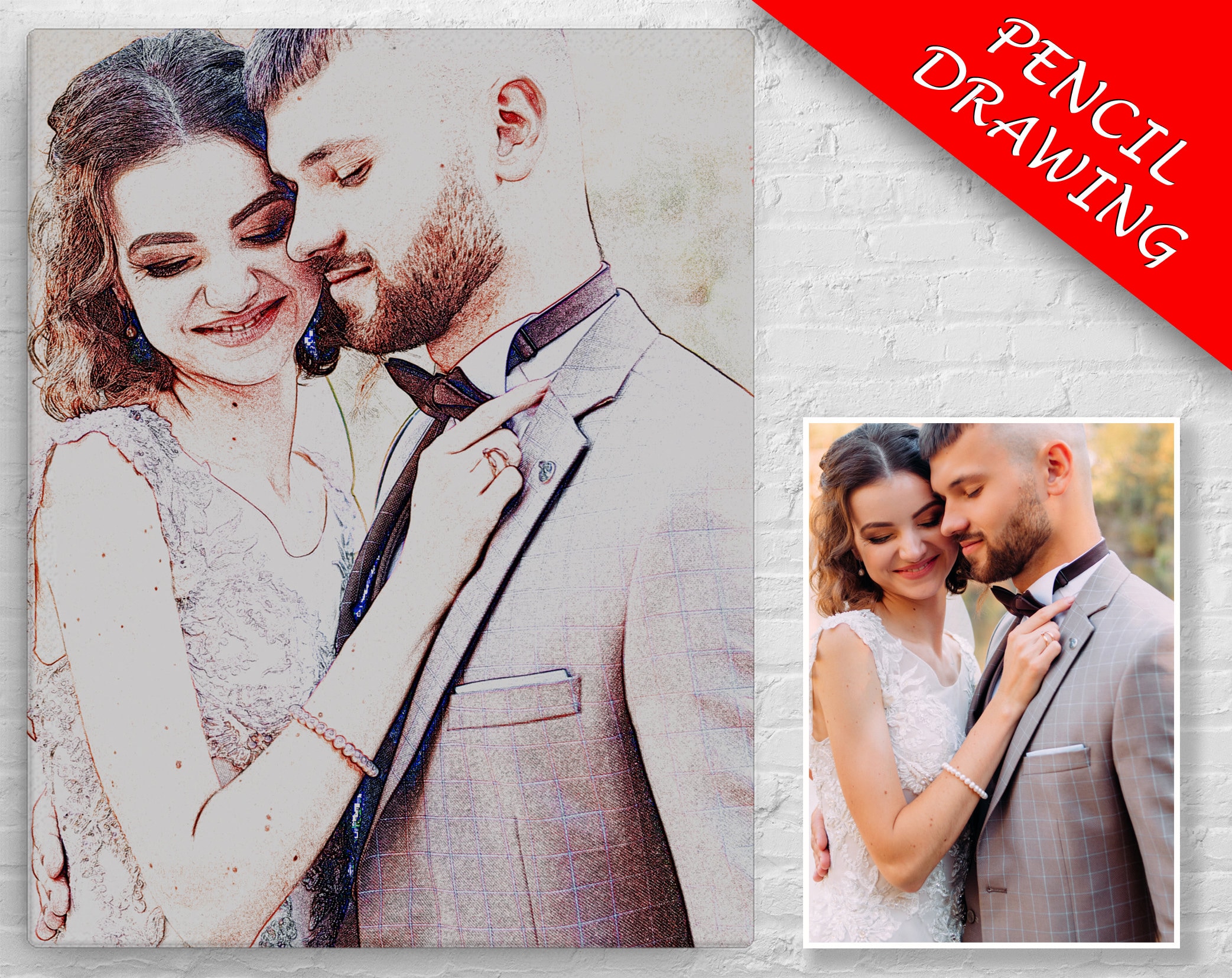 Custom Couple Drawing Portrait Drawing From Photo - Etsy