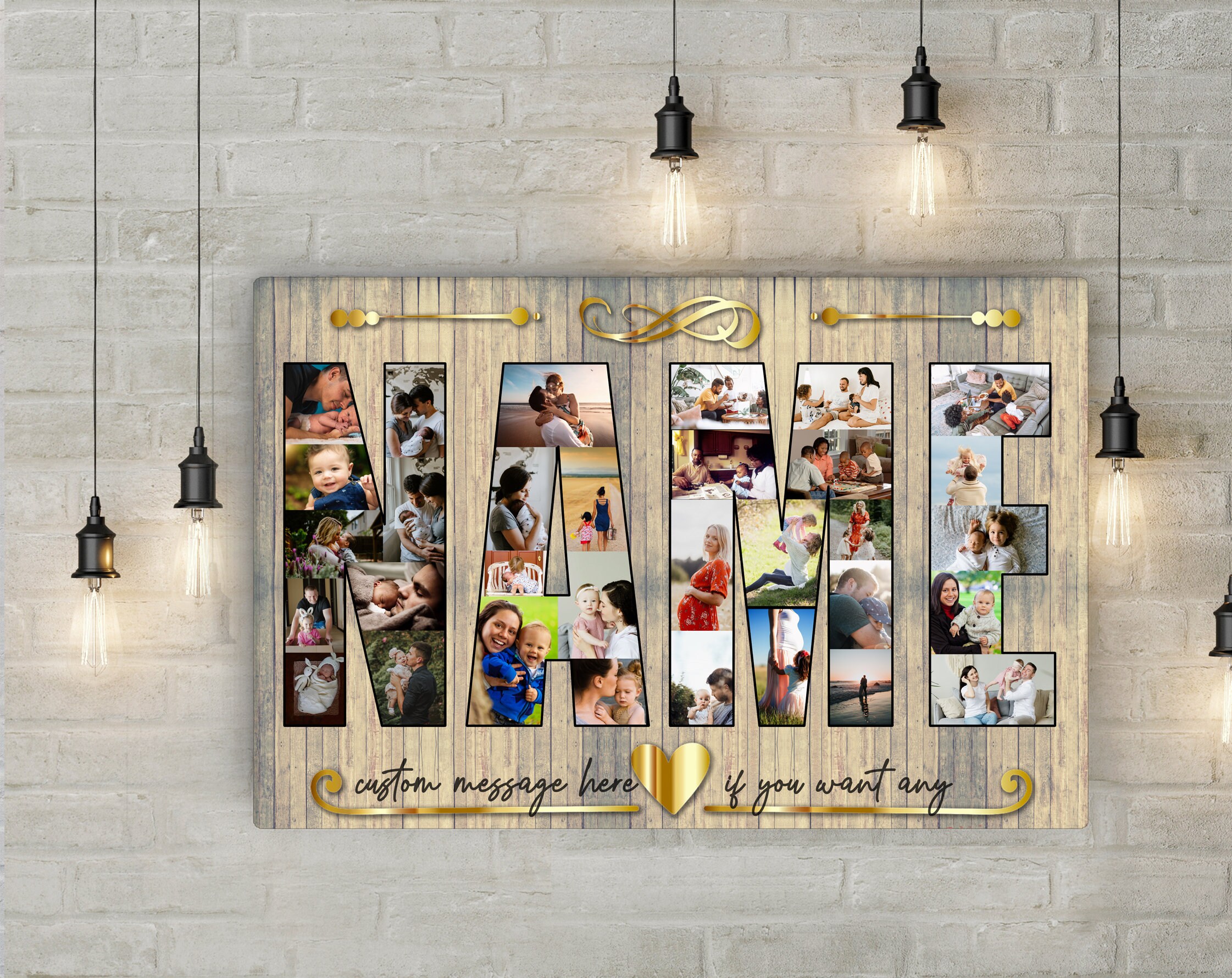 Custom Text Name Word Art Photo Collage Canvas Print | Etsy