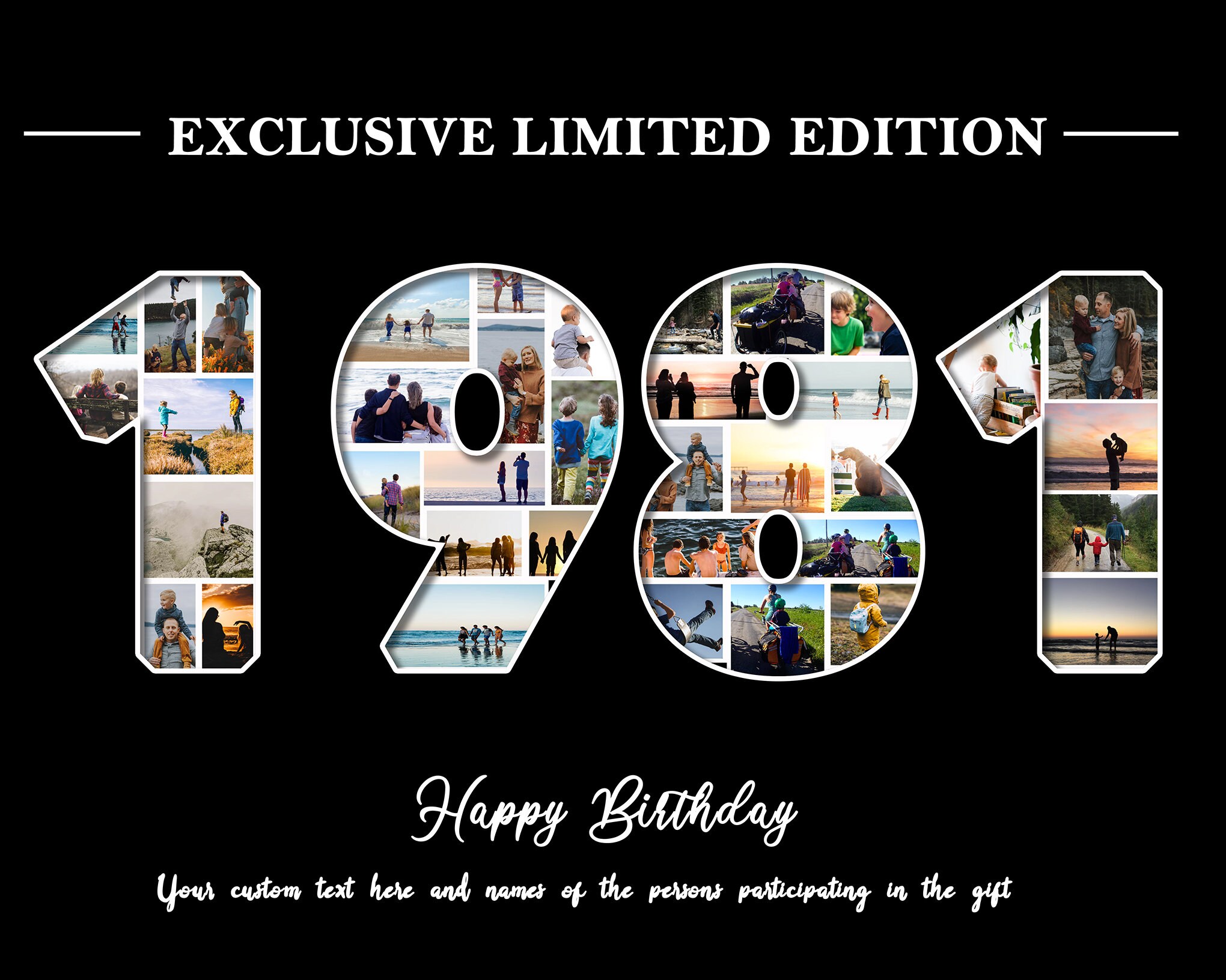 1981 Photo collage 40th birthday collage Born in 1981 gift | Etsy