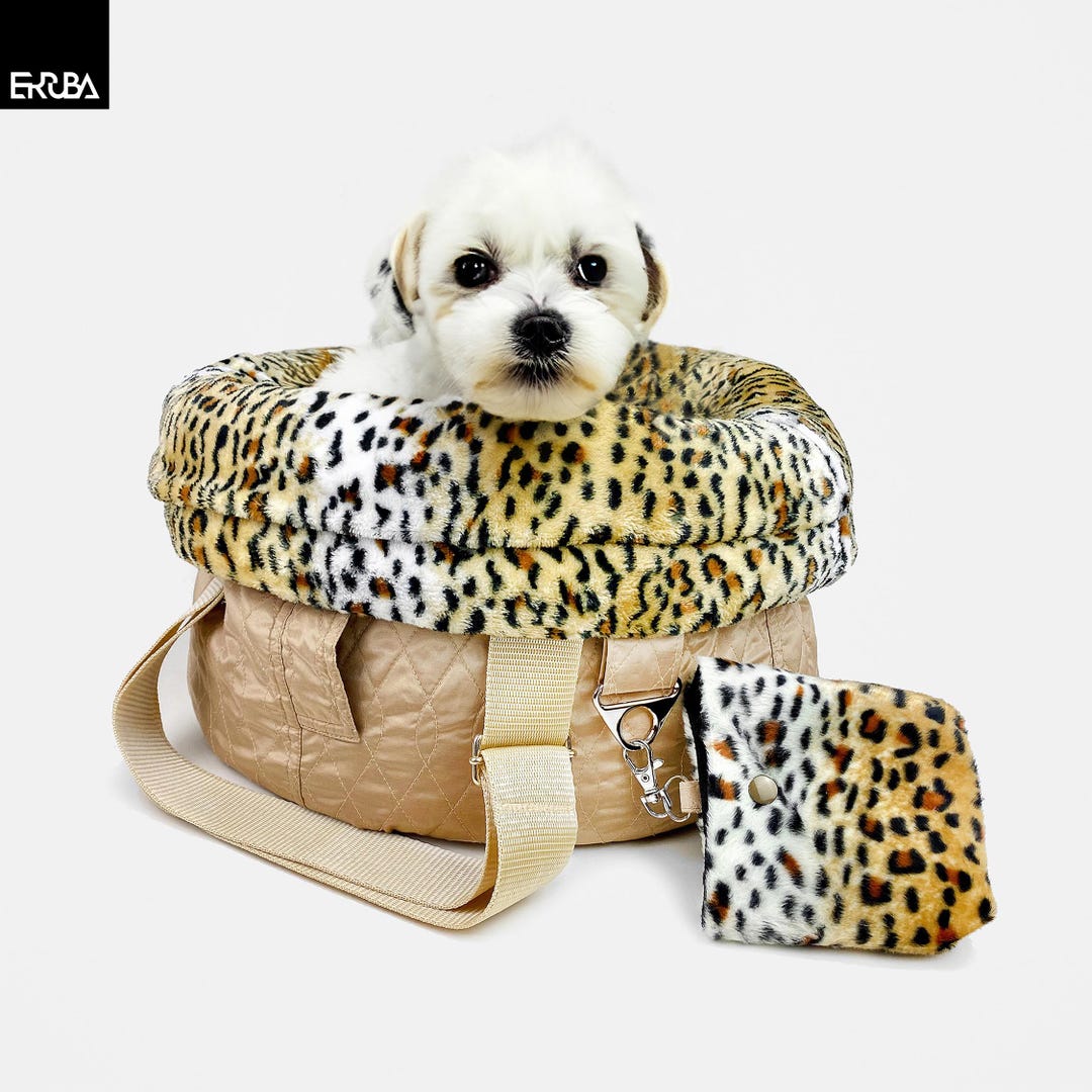 Leopard Dog Carrier Purse, Small Pet Travel Bag Leo Plush, Puppy Carry ...