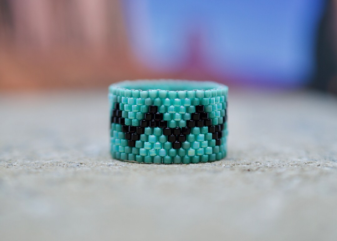 PEYOTE RING- Eucalyptus - Beaded Ring - Etsy