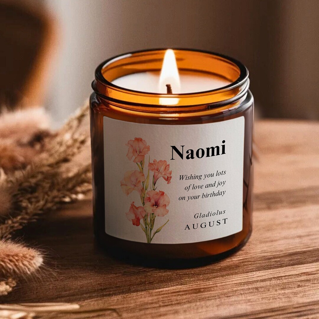 August Birth Flower Candle, Personalized Birthday Gift, Birthday Candle ...