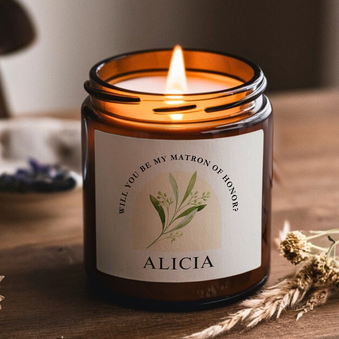 Matron of Honor Candle, Matron of Honor Proposal, Personalized Candle ...