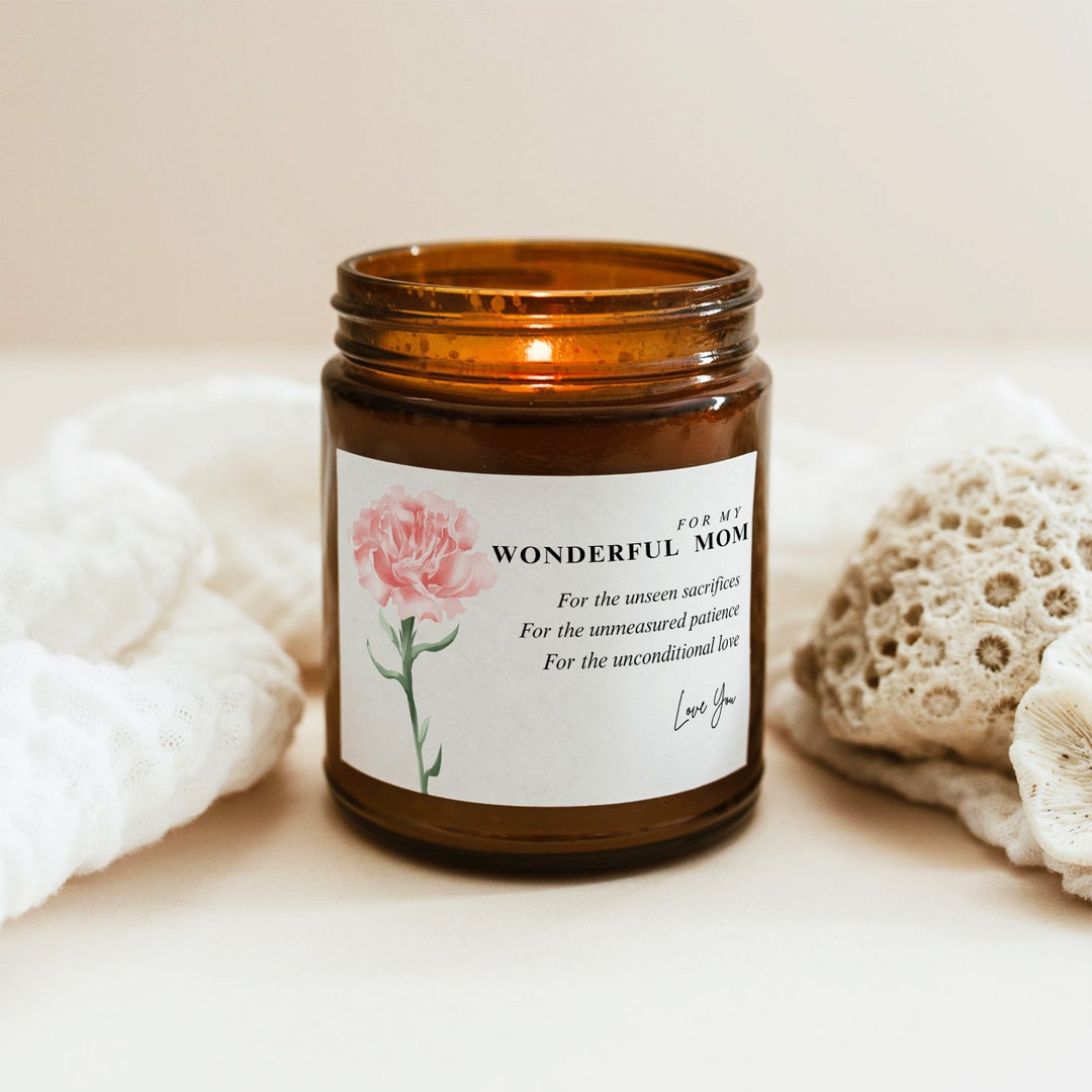 For My Wonderful Mom, Mothers Day Gifts, Personalized Candle, Gift From ...