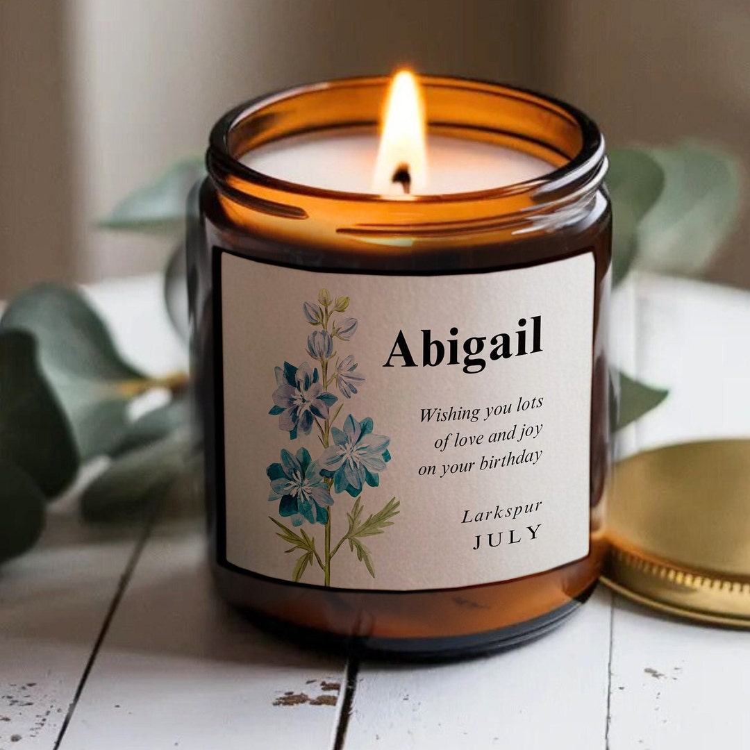 July Birth Flower Candle, Personalized Birthday Gift, Birthday Candle ...