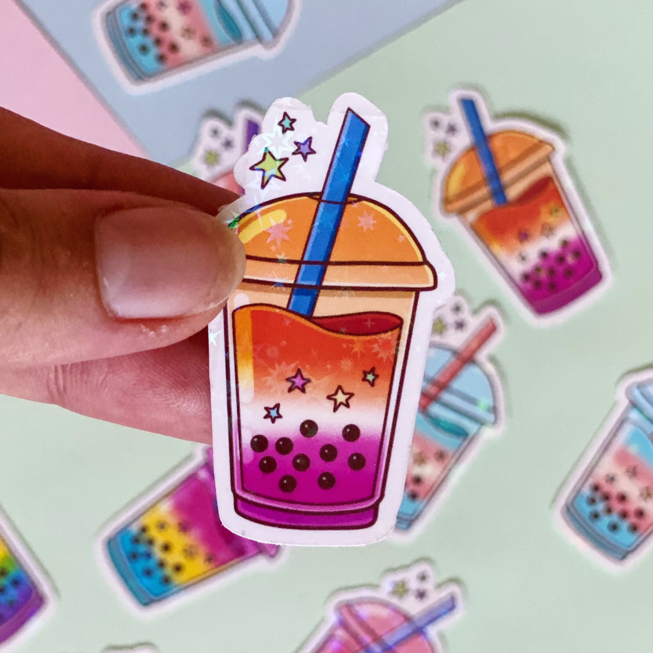 LGBTQ Pride Boba Tea Stickers Lesbian Bisexual Pansexual - Etsy UK