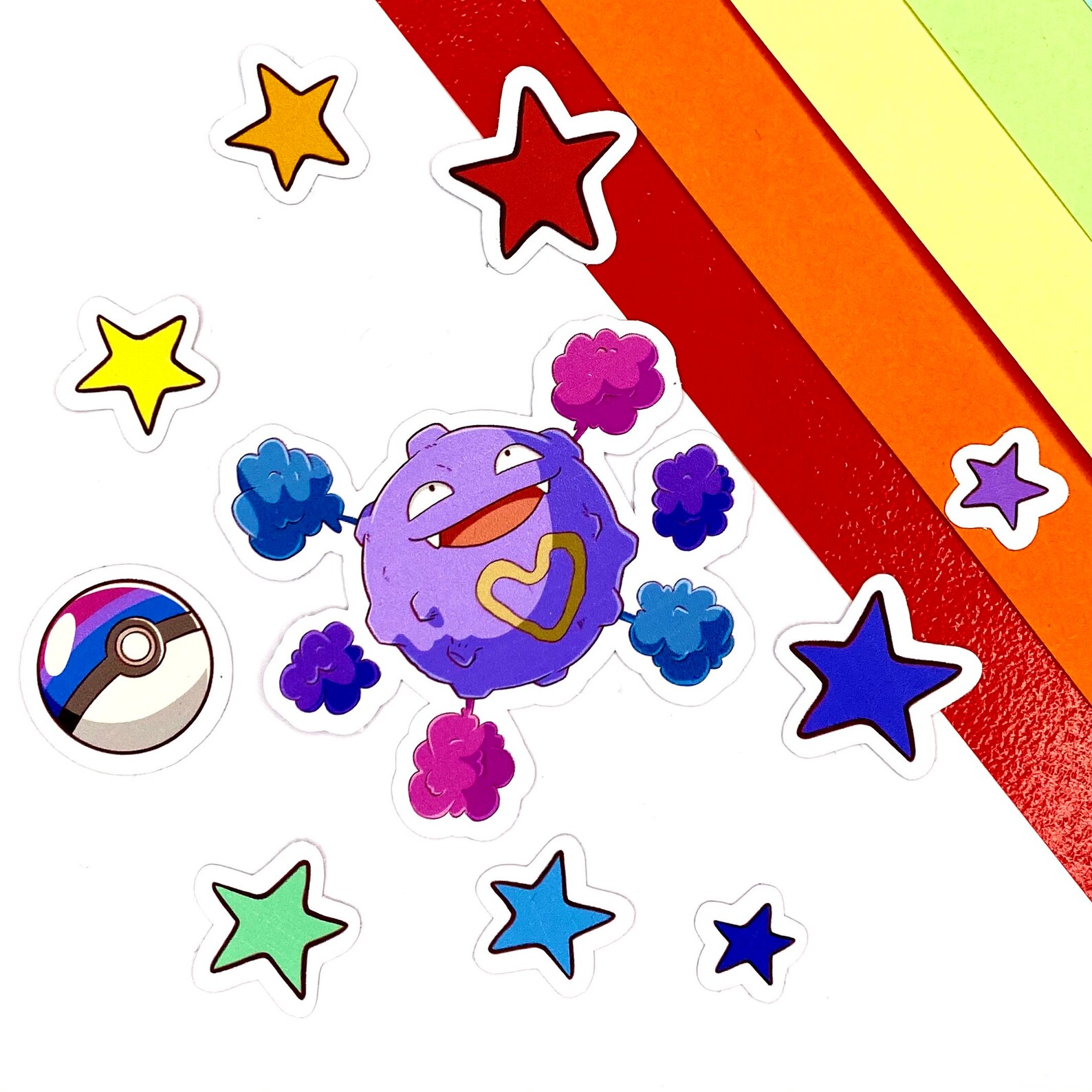 Pokémon PRIDE Sticker pack Bisexual Pride flag FREE Star | Etsy
