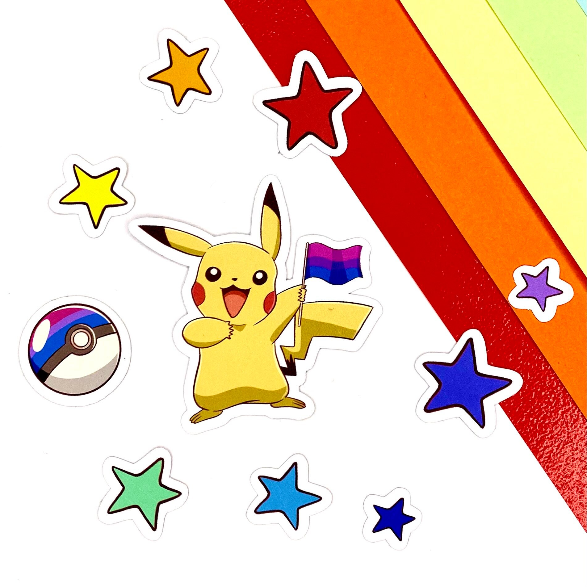 Pokémon PRIDE Sticker pack Bisexual Pride flag FREE Star | Etsy