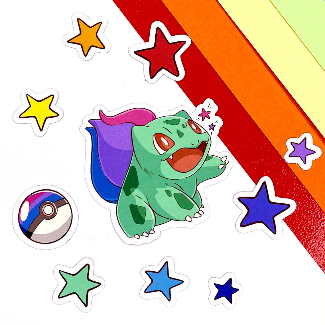 Pokémon PRIDE Sticker pack Bisexual Pride flag FREE Star | Etsy