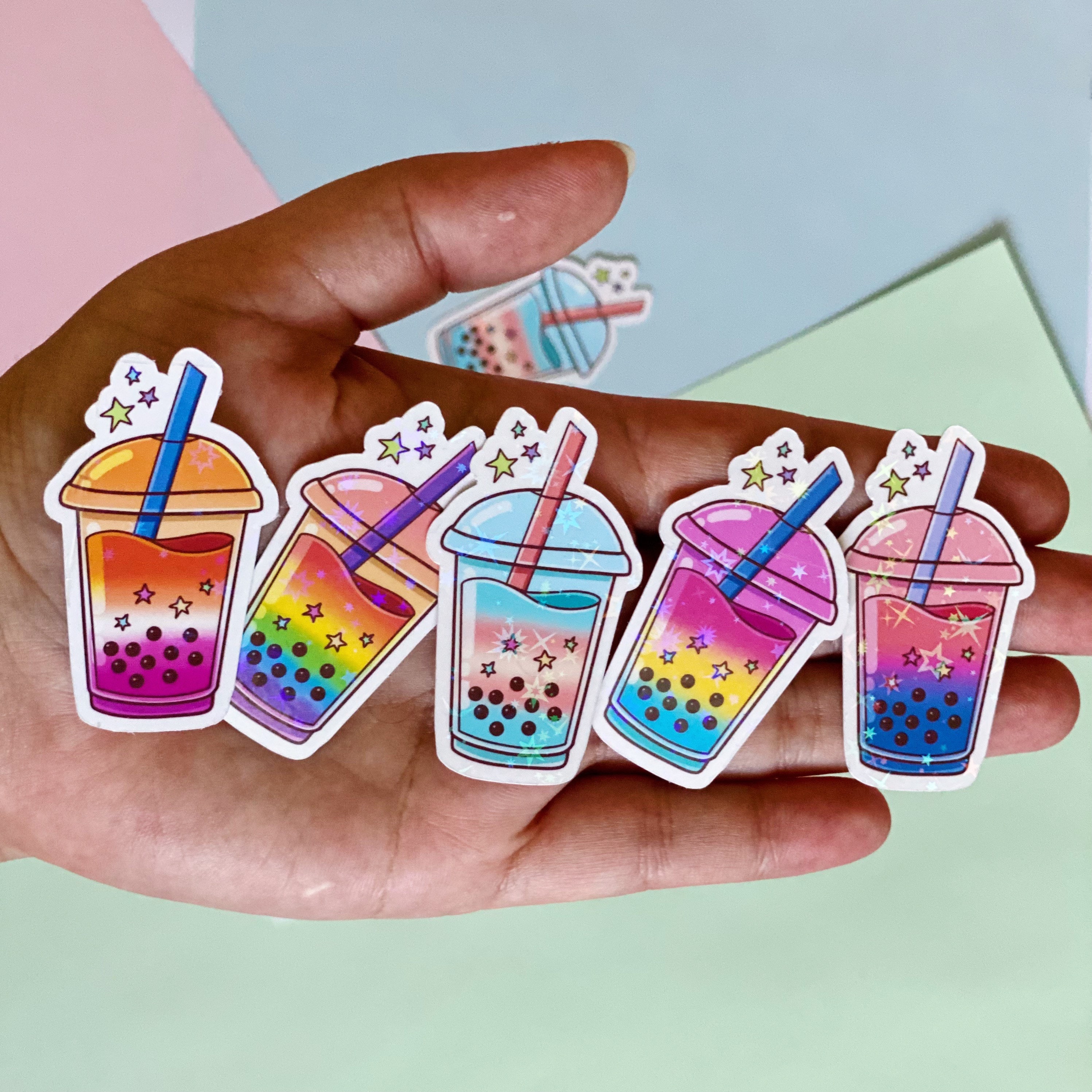 LGBTQ Pride Boba Tea Stickers Lesbian Bisexual Pansexual - Etsy UK