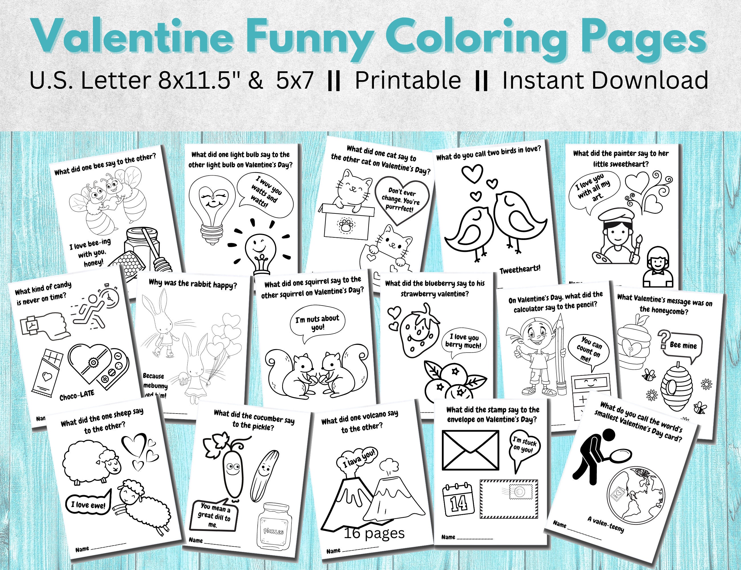 Valentine Coloring Pages, Kids Valentines Day Gifts, Funny Joke ...