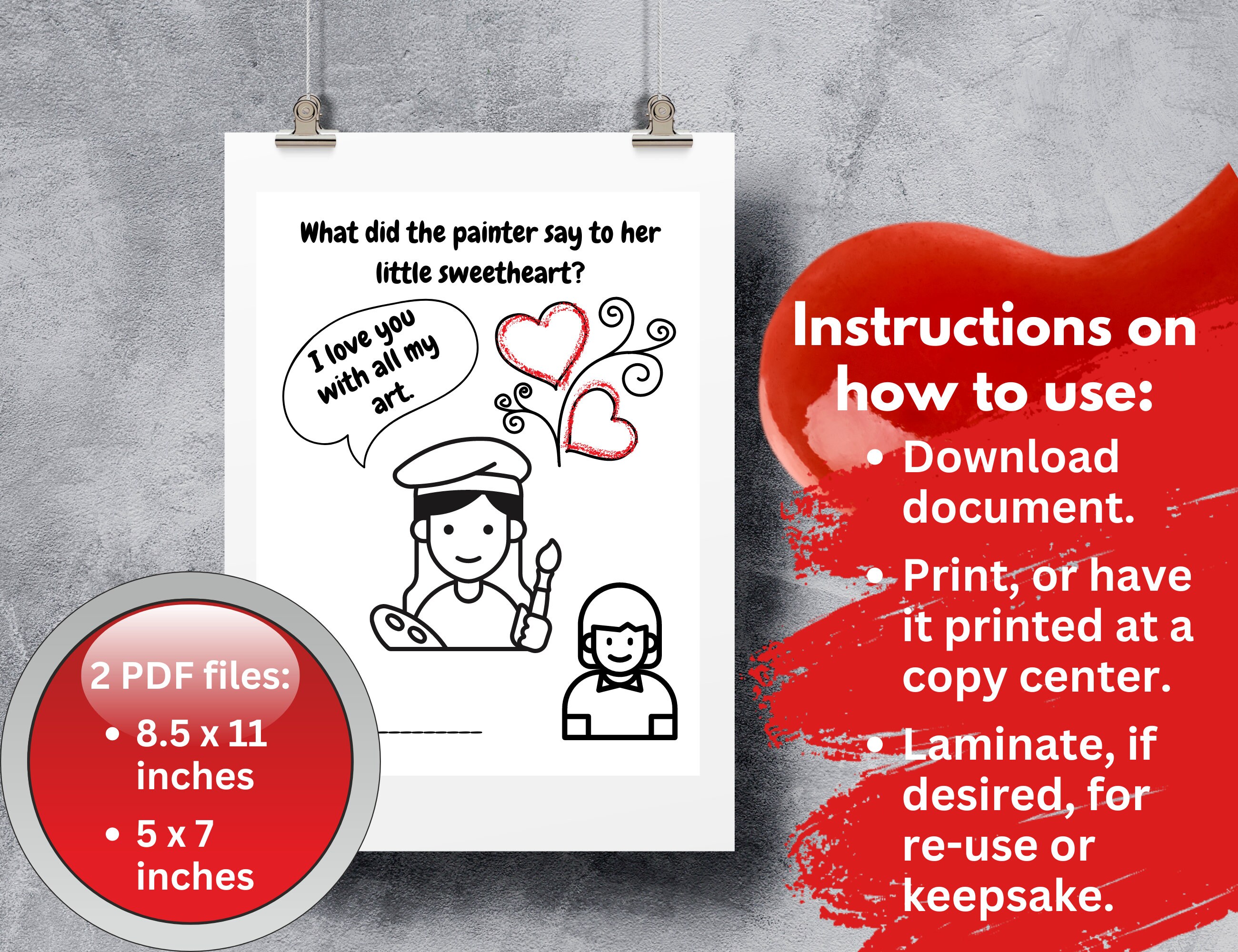 Valentine Coloring Pages, Kids Valentines Day Gifts, Funny Joke ...