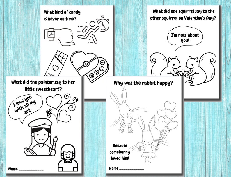 Valentine Coloring Pages, Kids Valentines Day Gifts, Funny Joke ...