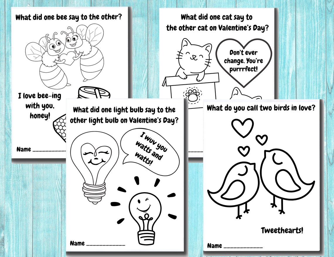 Valentine Coloring Pages, Kids Valentines Day Gifts, Funny Joke ...