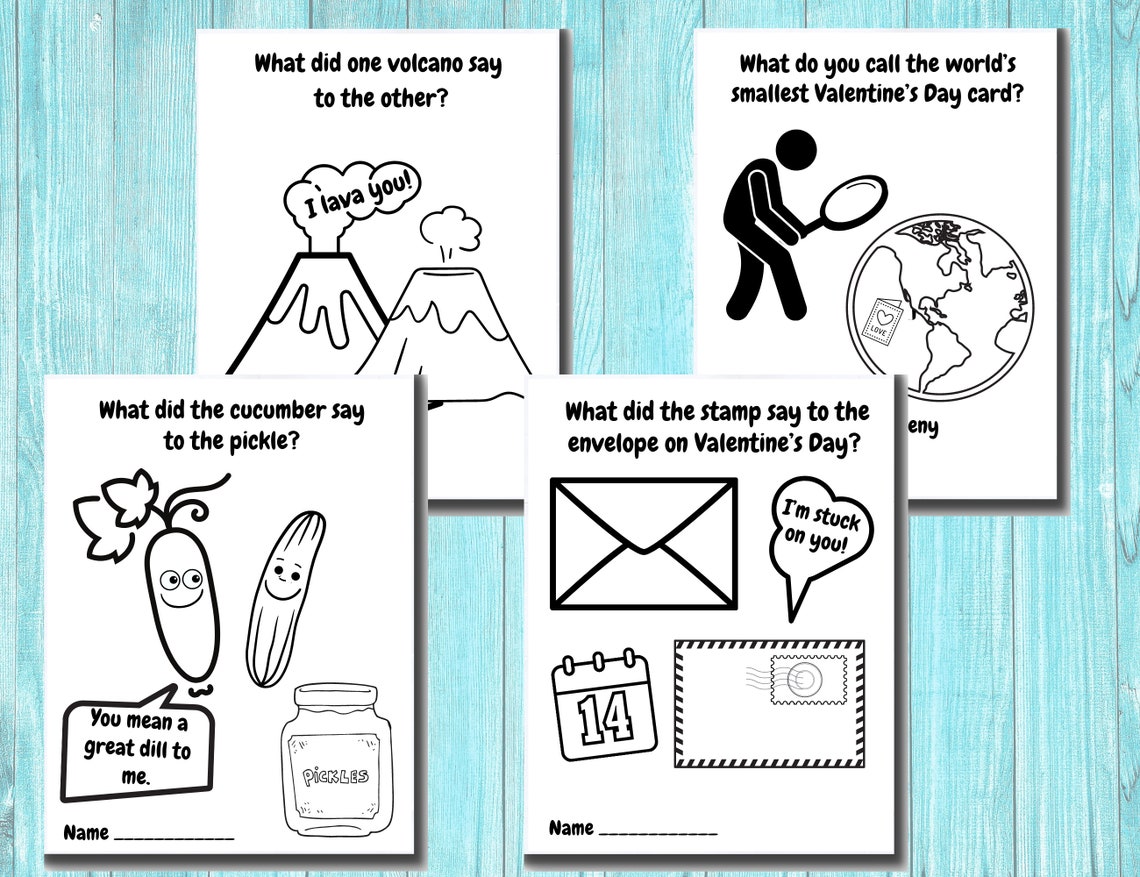 Valentine Coloring Pages, Kids Valentines Day Gifts, Funny Joke ...