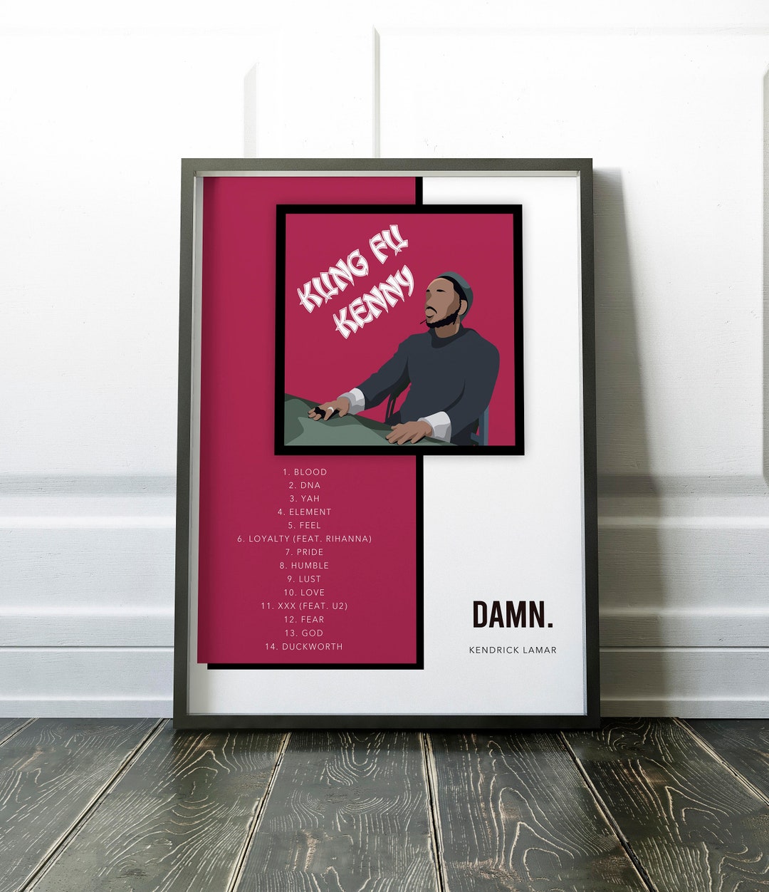 Damn Tracklist Poster - Kendrick Lamar Album Cover Poster - Etsy