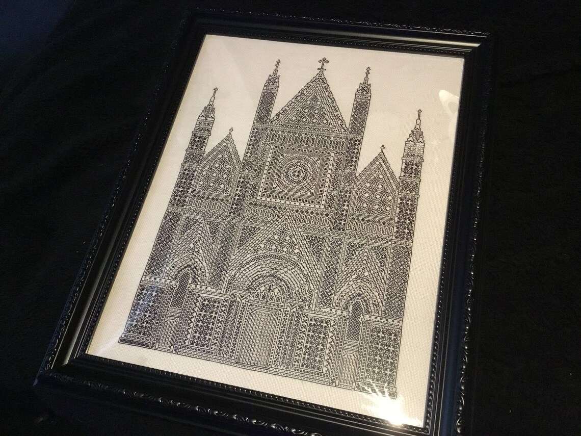 Gothic Cathedral Blackwork Embroidery - Medieval Victorian Church ...