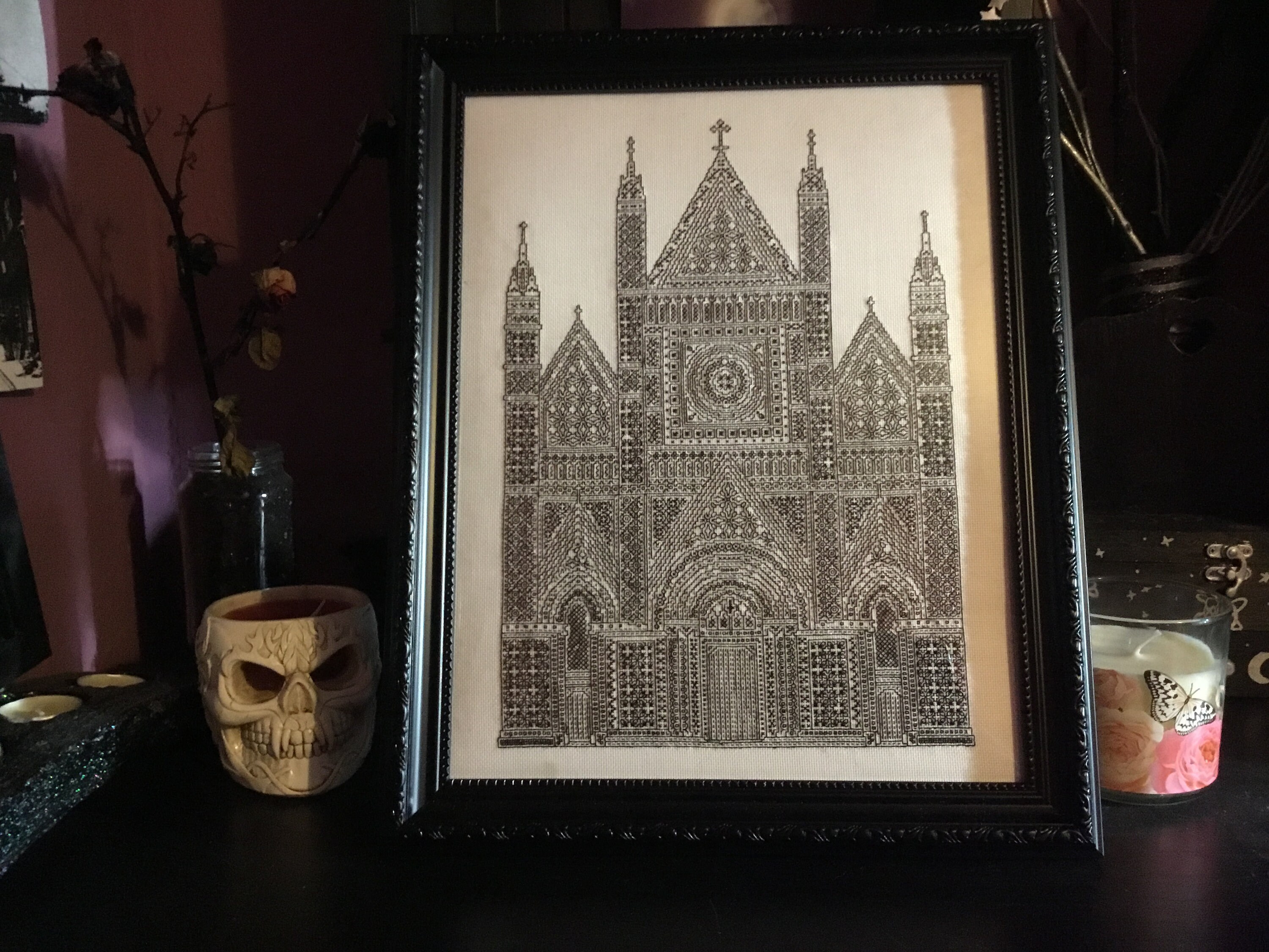 Gothic Cathedral Blackwork Embroidery - Medieval Victorian Church ...