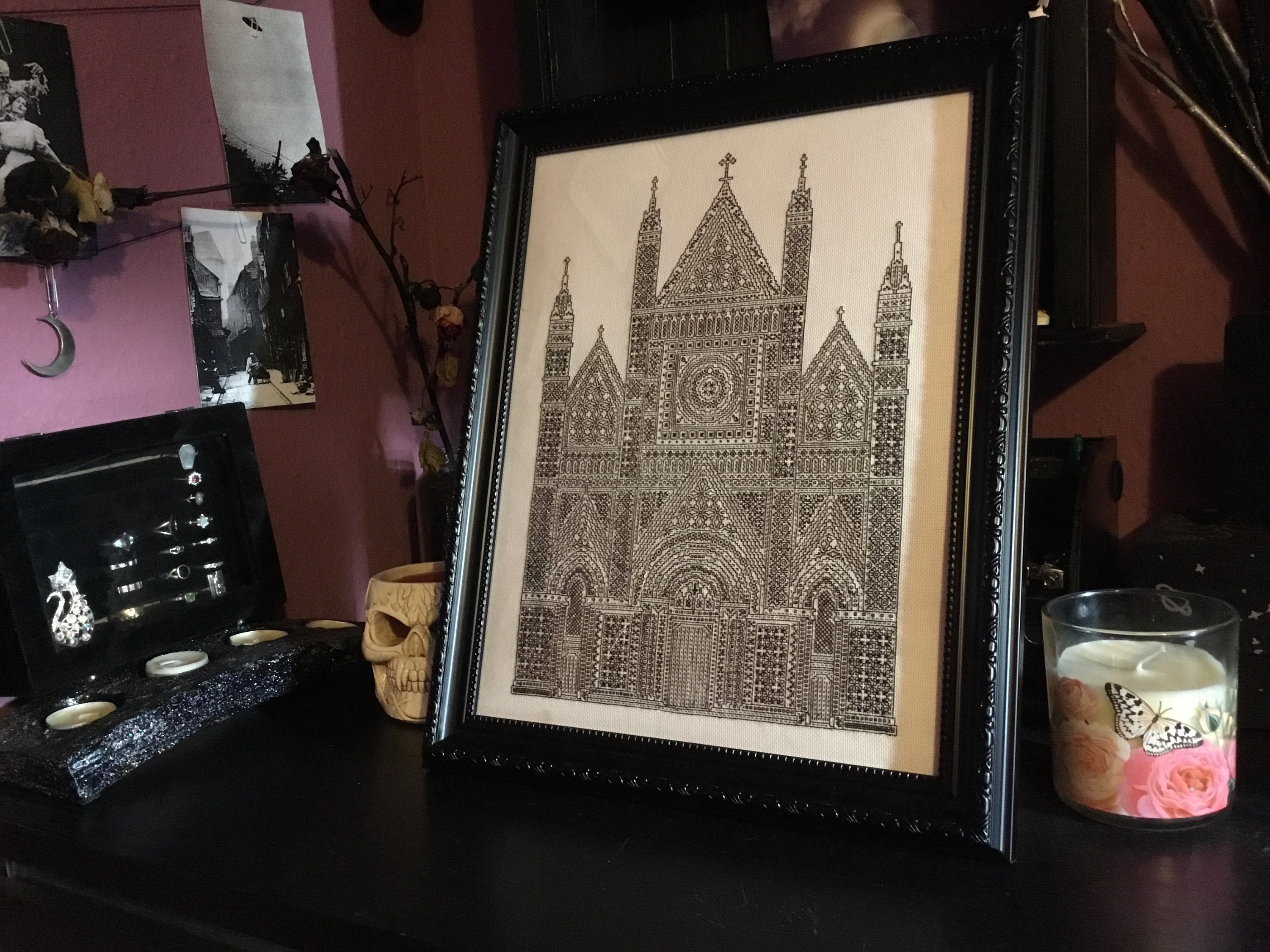 Gothic Cathedral Blackwork Embroidery - Medieval Victorian Church ...