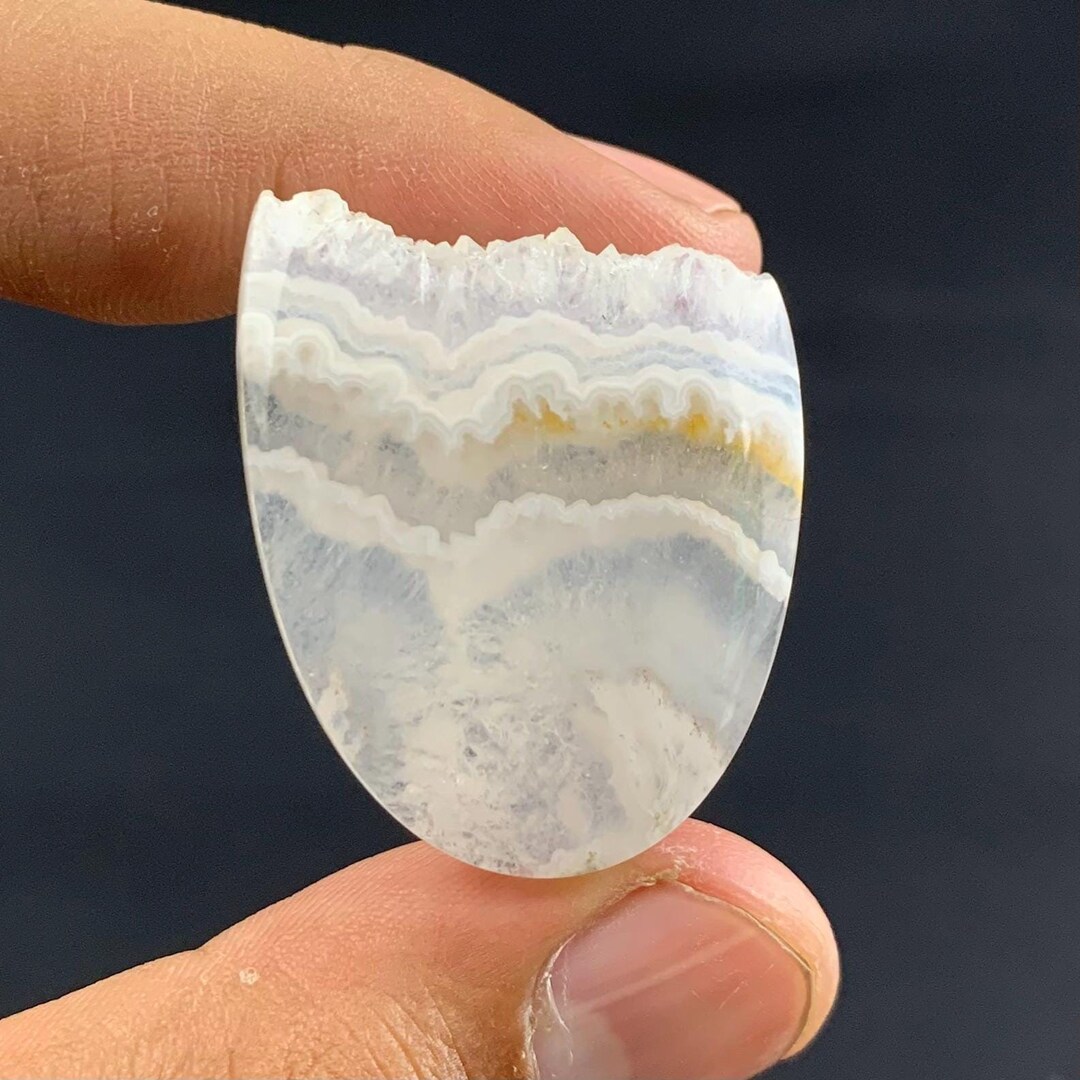 Crystal Edged Snow Agate Cabochon – Subtle Yellow and White Patterns - Etsy
