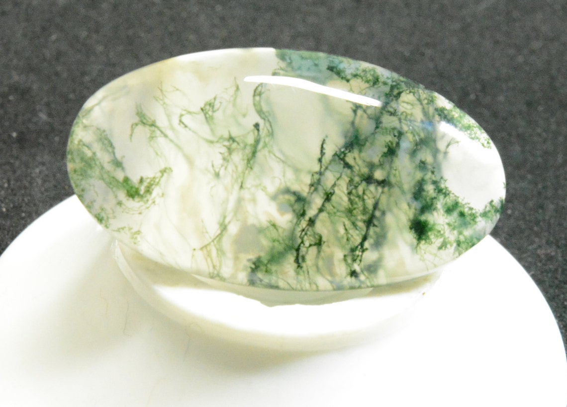Natural Moss Agate Moss Agate Cabochon Indian Handmade oval - Etsy