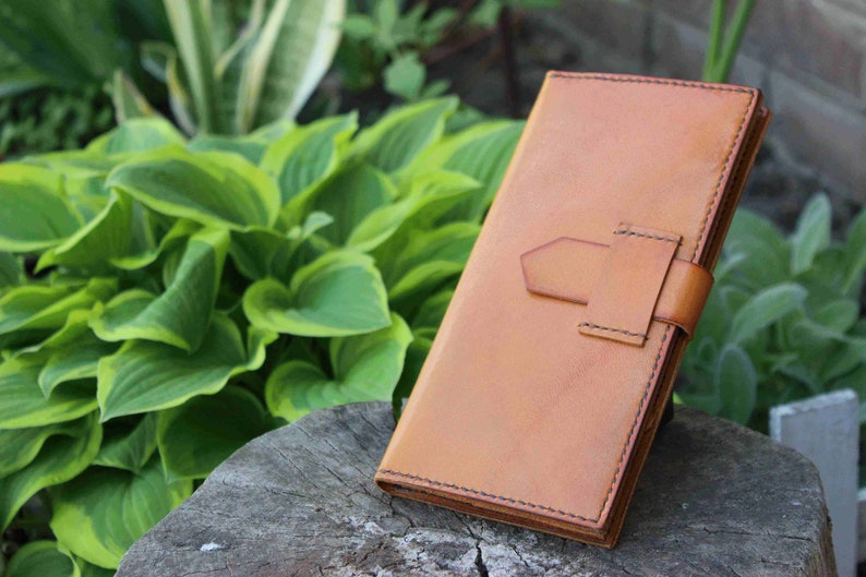 Long Bifold Leather Wallet With Coins Pocket - Etsy