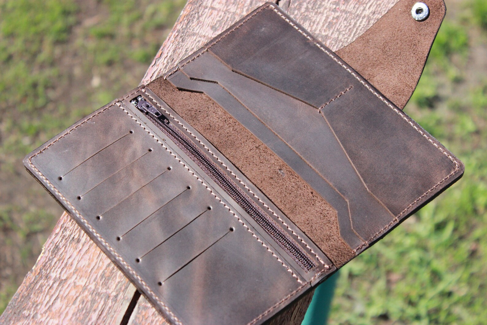 Leather Long Bifold Wallet Long Travel Wallet Clutch Leather - Etsy