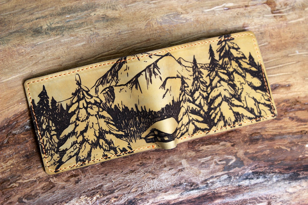 Mountain Wallet,men Wallet,leather Handmade Wallet,forest Tree Wallet ...