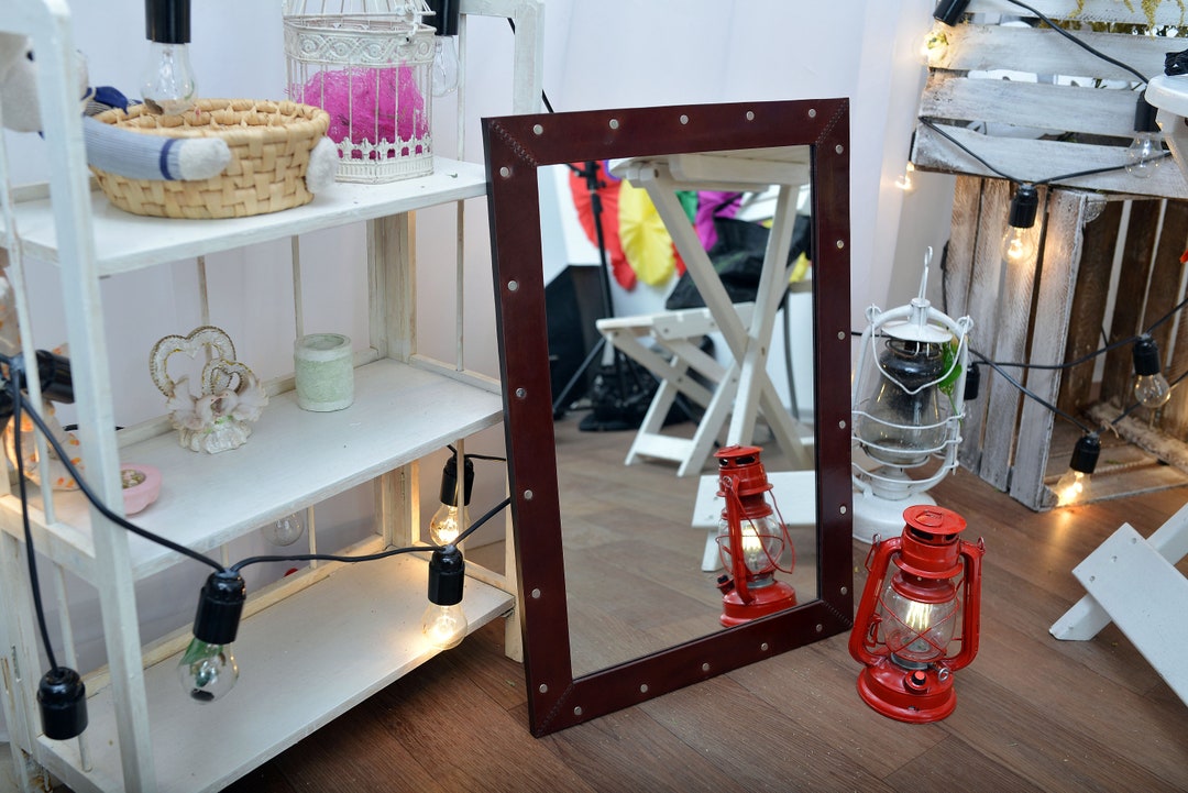 Handcrafted Leather Square Wall Mirror - Custom Captain Style Home ...