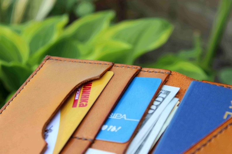 Long Bifold Leather Wallet With Coins Pocket - Etsy