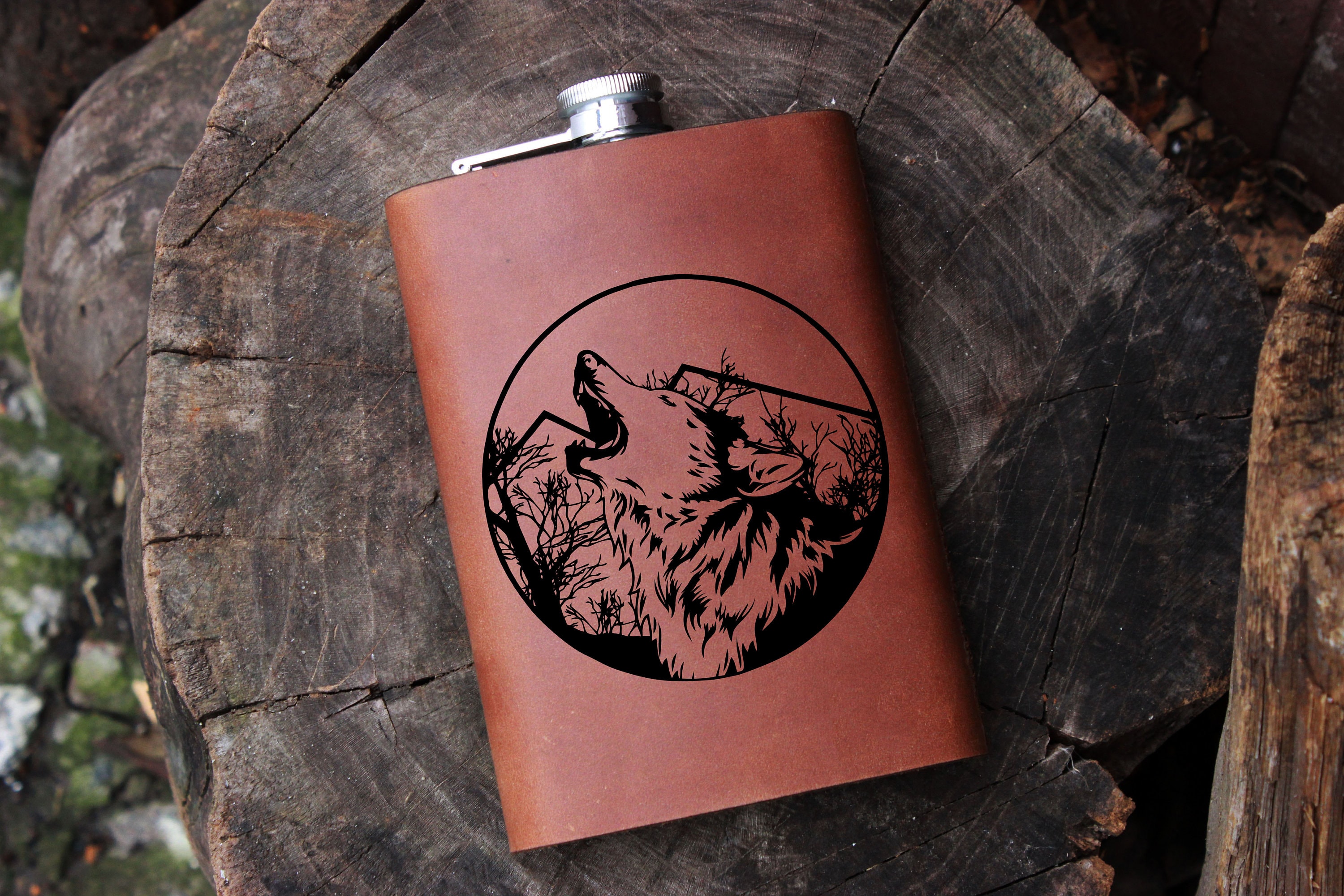 Personalized Wolf Flask Birthday Present Gift Idea for | Etsy
