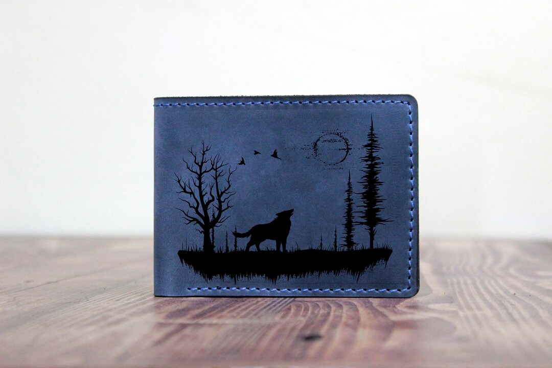 Wolf,wolf Wallet, Mens,leather Wallet,howling Wolf, Forest, Nature ...