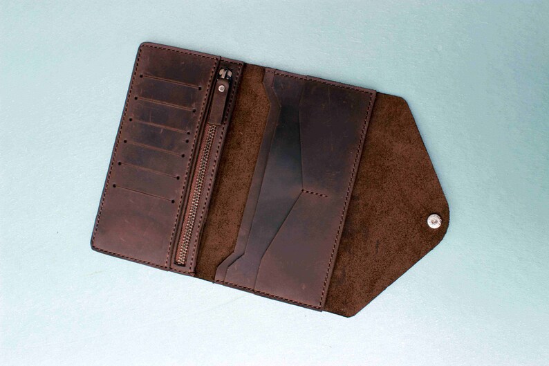 Distressed Leather Woman Wallet Long Wallet Billfold Wallet - Etsy
