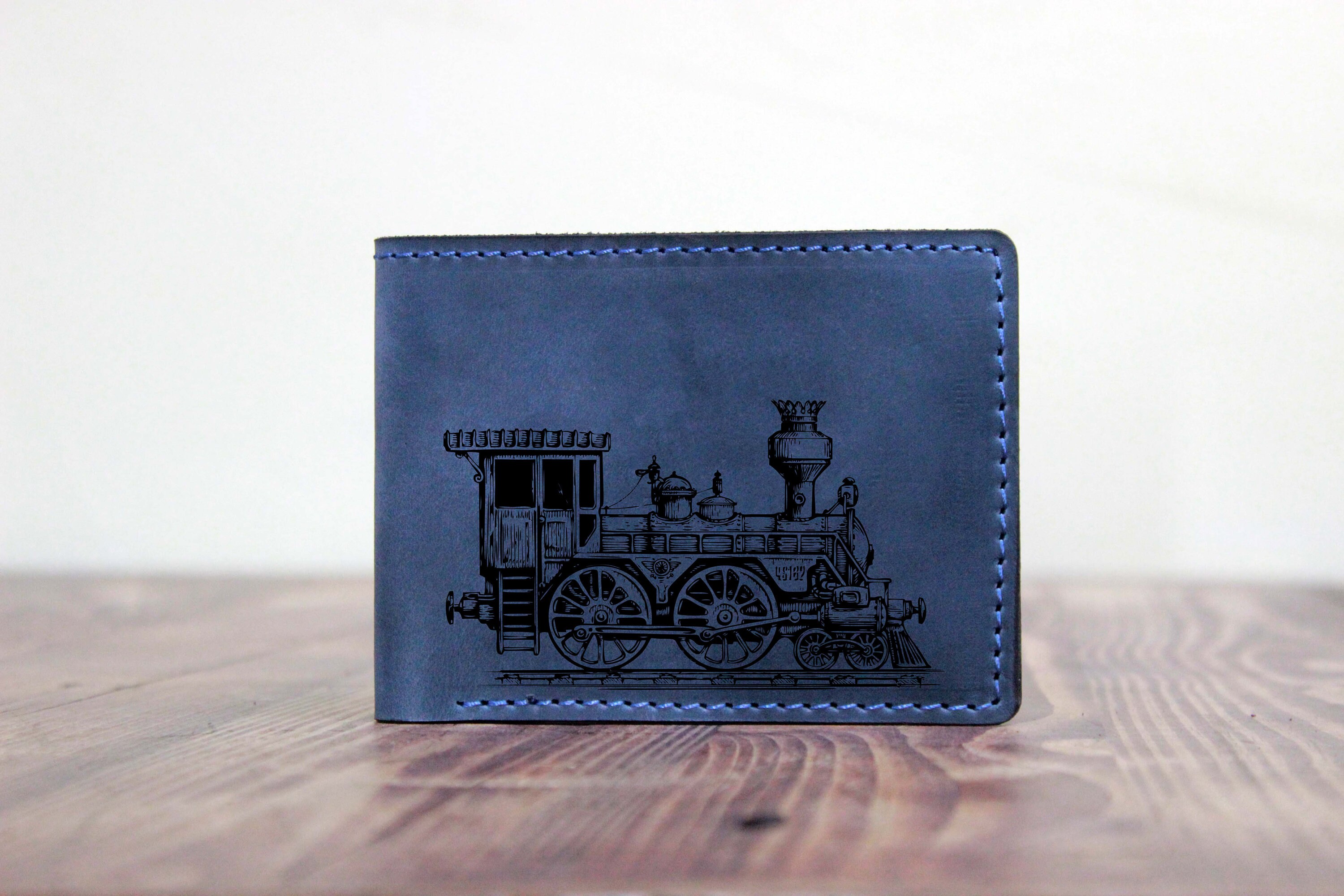 Locomotive Train Wallet Personalized Leather Mens Wallet Mens | Etsy