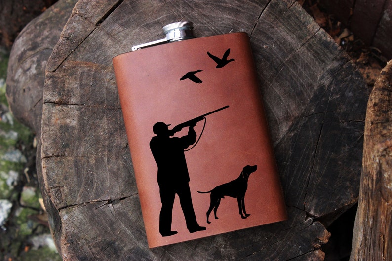 Hunter gift flask Hunter flask Leather hunter flask | Etsy