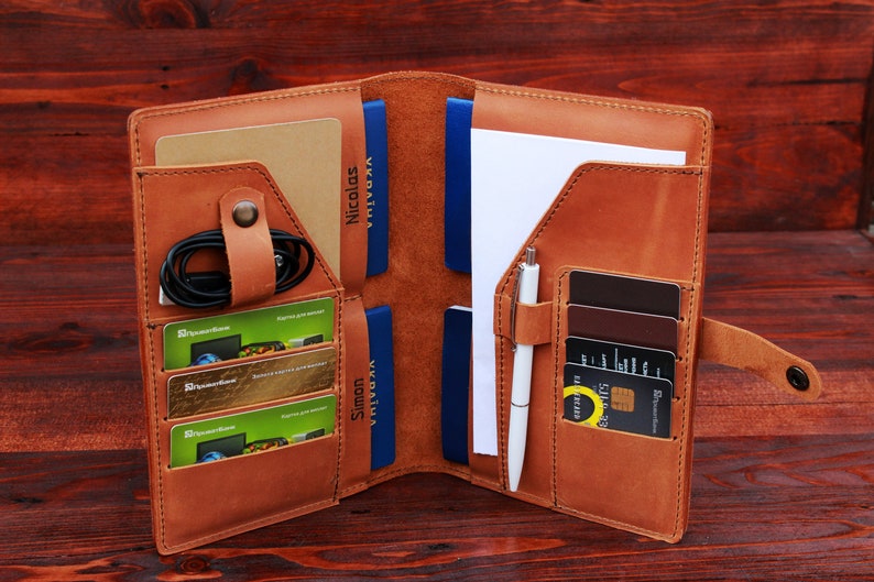 Personalized Family Walletleather Travel Wallet/monogramed - Etsy