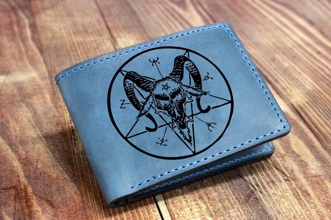 Satanic Baphomet Goat Head Wallet, Occult Gift Leather Wallet, Sigil of ...