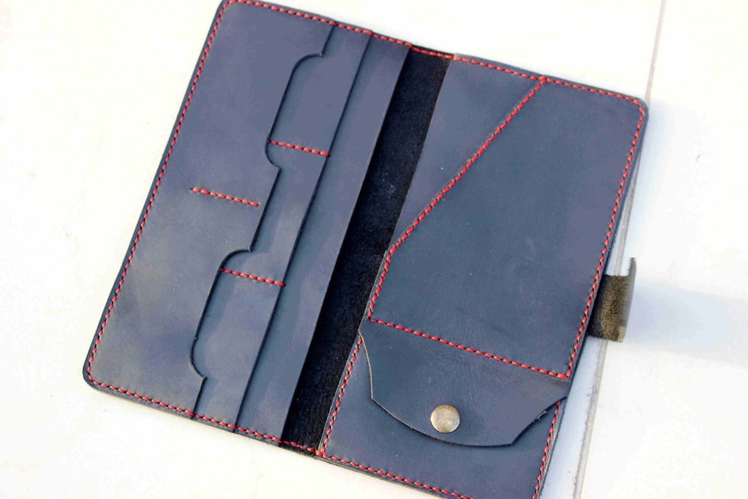 Long Bifold Leather Wallet - Vintage Wallet Clutch - Genuine Full Grain ...