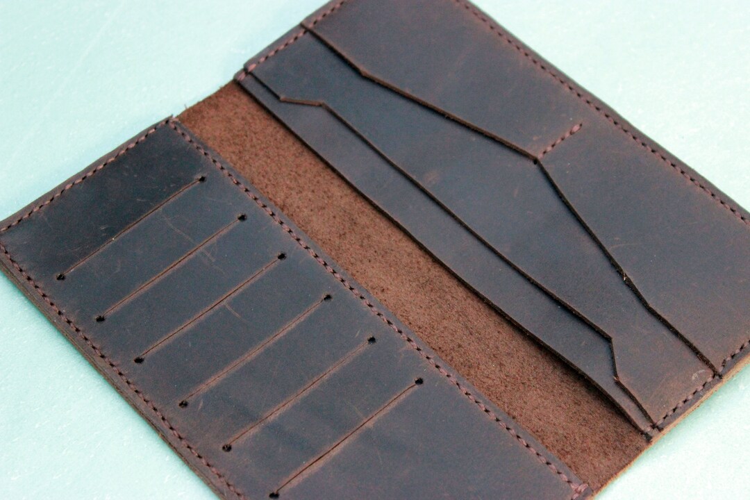 Mens Long Leather Wallets Bifold - Etsy