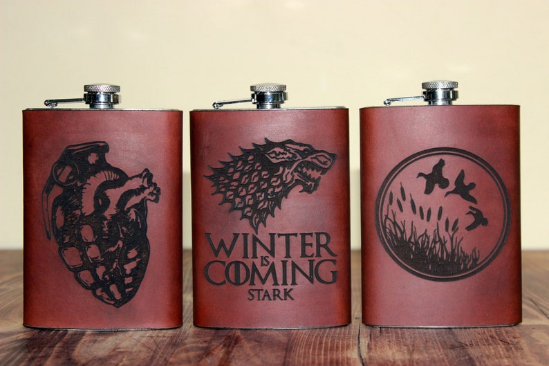 Hunter gift flask Hunter flask Leather hunter flask | Etsy