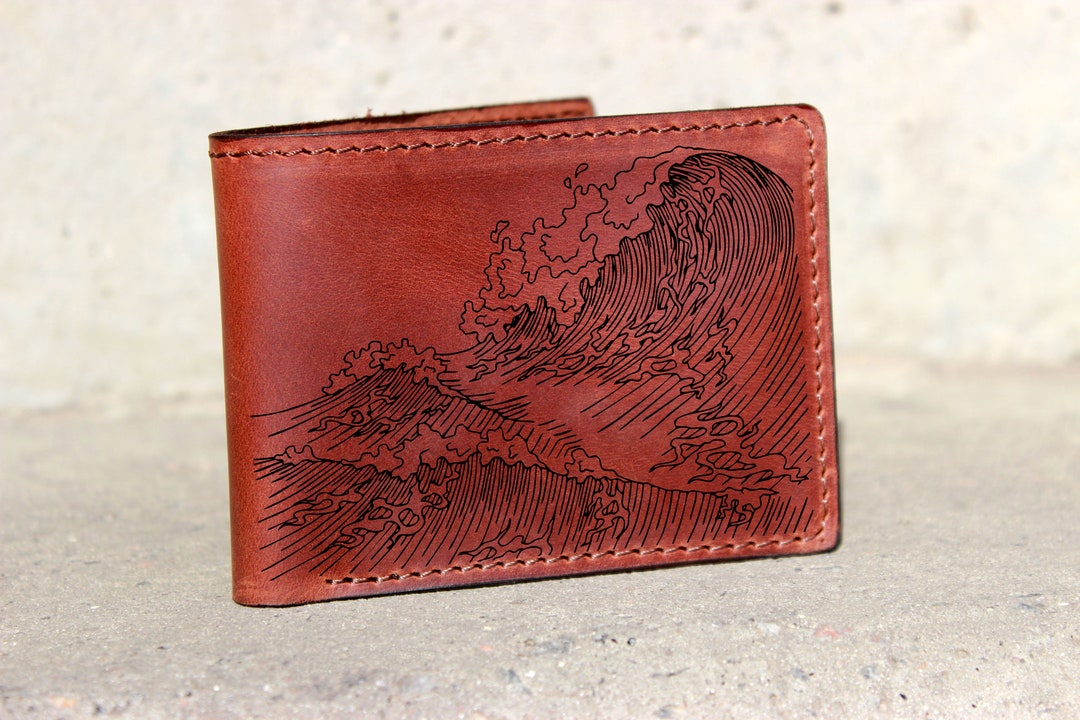 The Great Wave Wallet, Gift for Men, Unique Wallet, Leather Wallet ...
