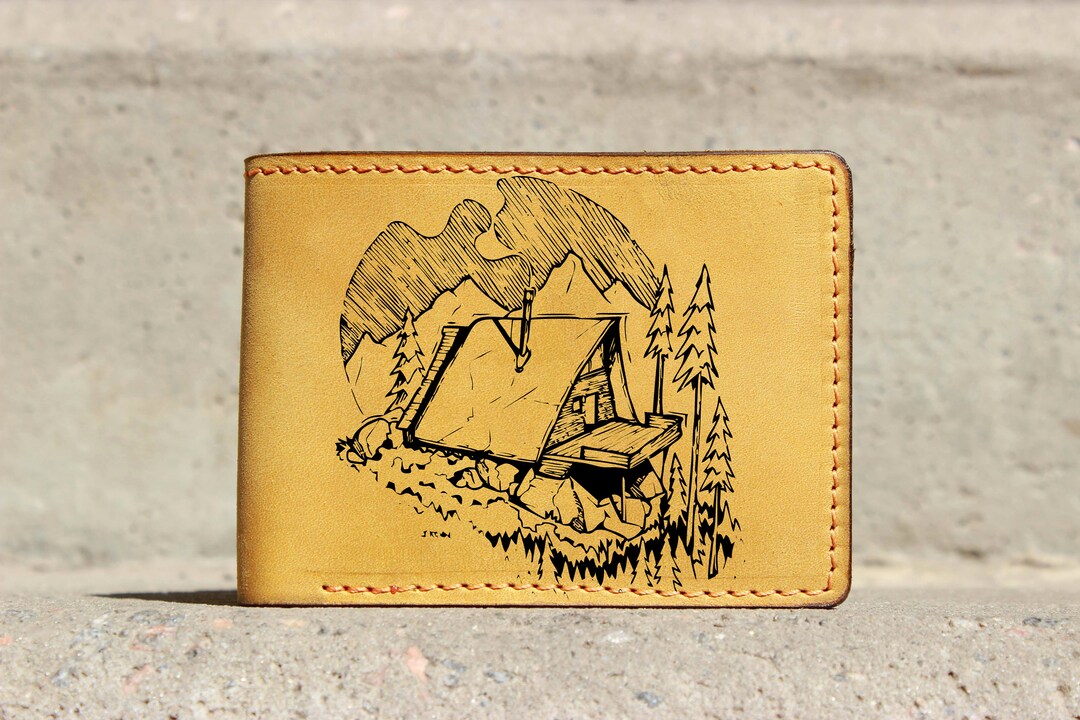 Mens Leather Wallet, Mens Wallet, Mountain Wallet, Leather Wallet, Slim ...