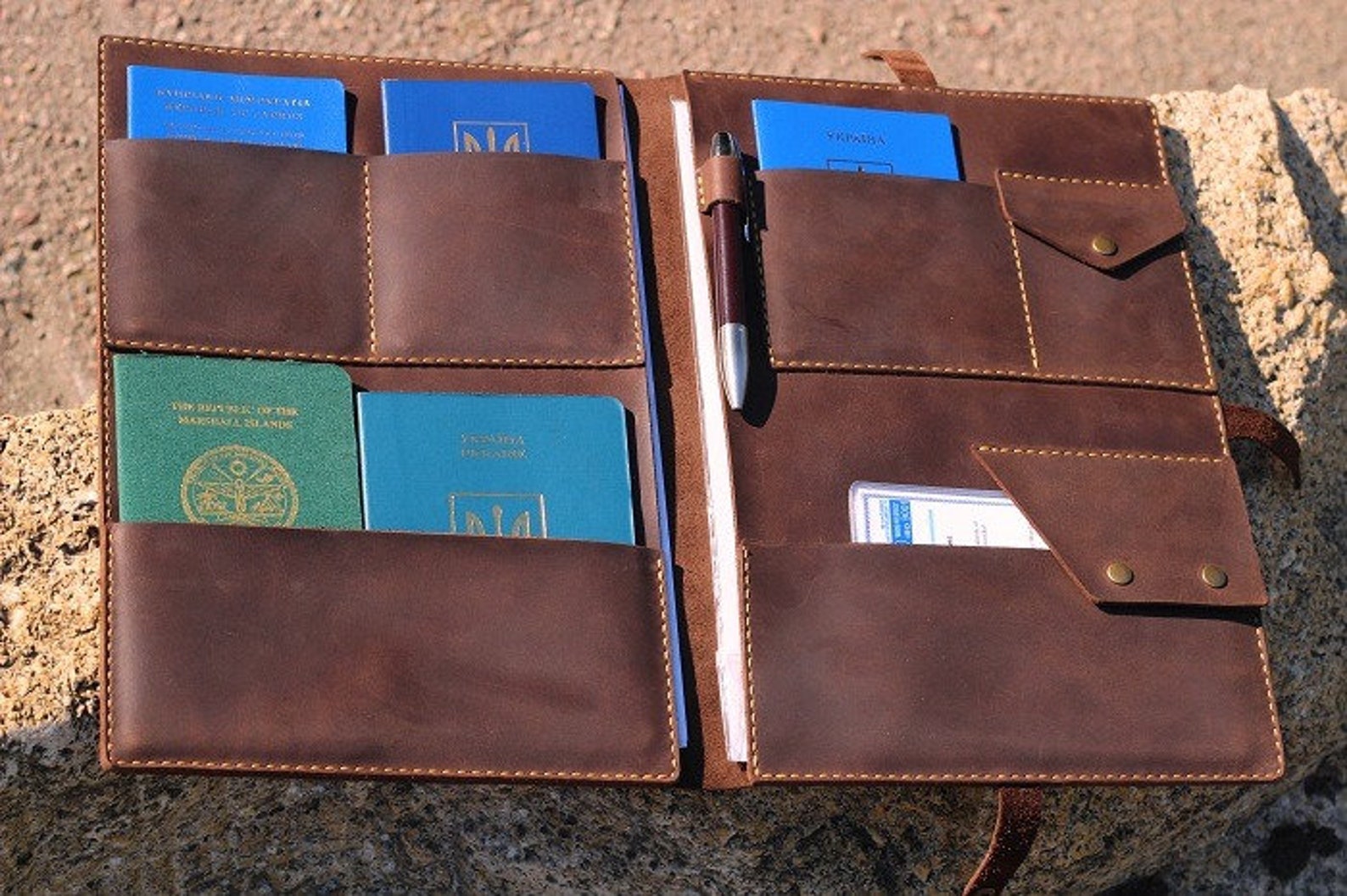 Personalized Vintage Leather Document Holder Case Folder A4 / - Etsy