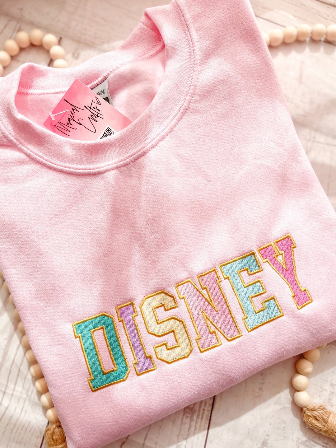 Letters Embroidered Crewneck Sweatshirt - Pink - Etsy