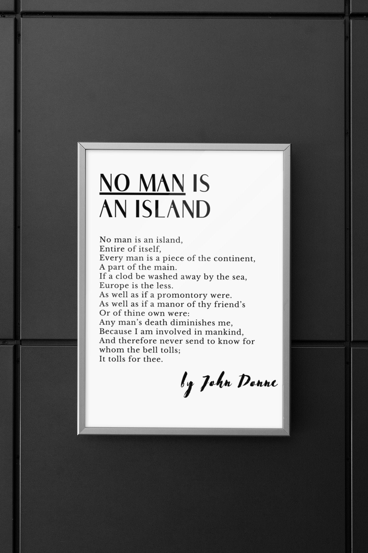 John Donne Printable Poetry 'no Man is an Island' - Etsy
