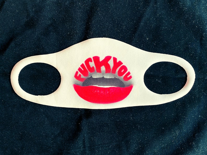 Lip Tongue Fuck You Face Mask Anonymous Washable And Reusable Etsy