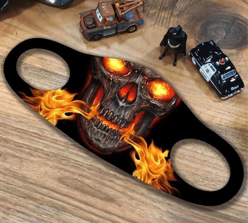 Flaming Skull Designed Face Mask With Filter Ghost Rider - Etsy