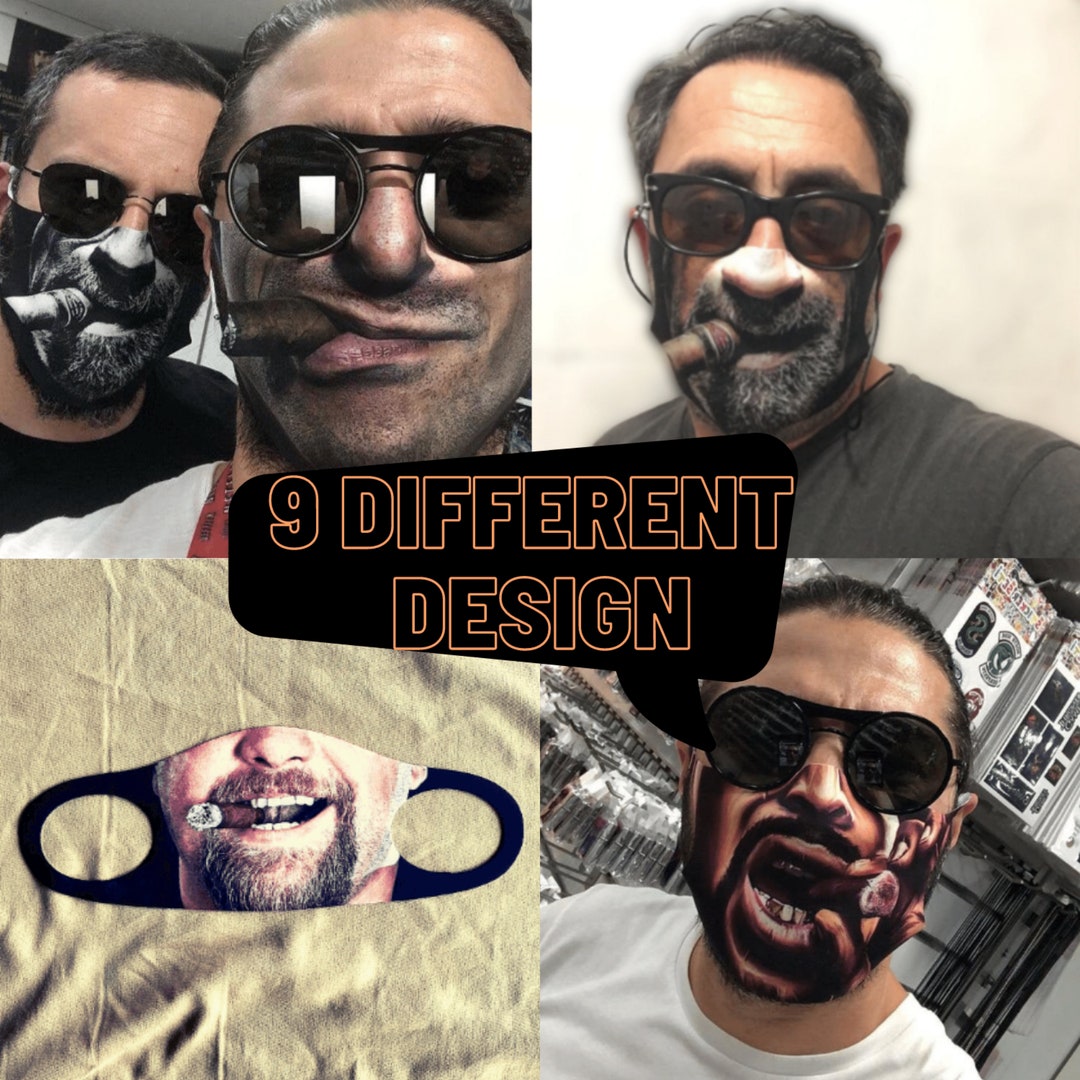 9 Different Design Classy Man Face Mask With Filter, Cigar Smoker ...