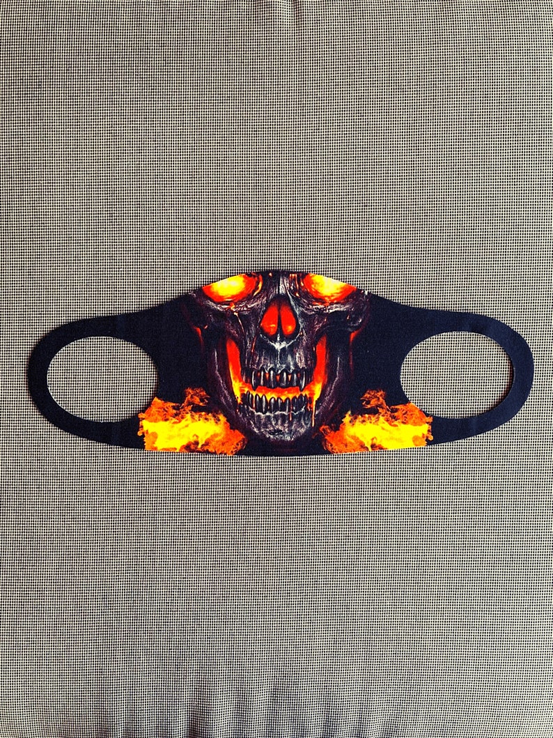 Flaming Skull Designed Face Mask With Filter Ghost Rider - Etsy