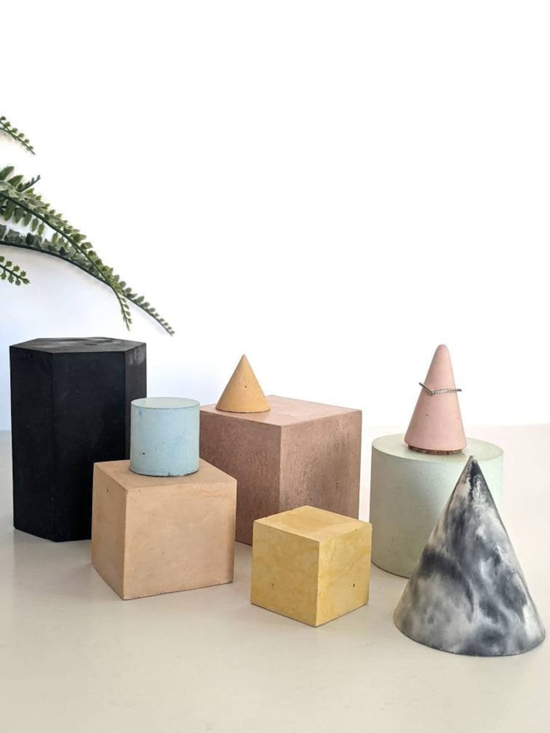 9pc MIXED Shape Concrete Display Set | Concrete Block Art Sculpture ...